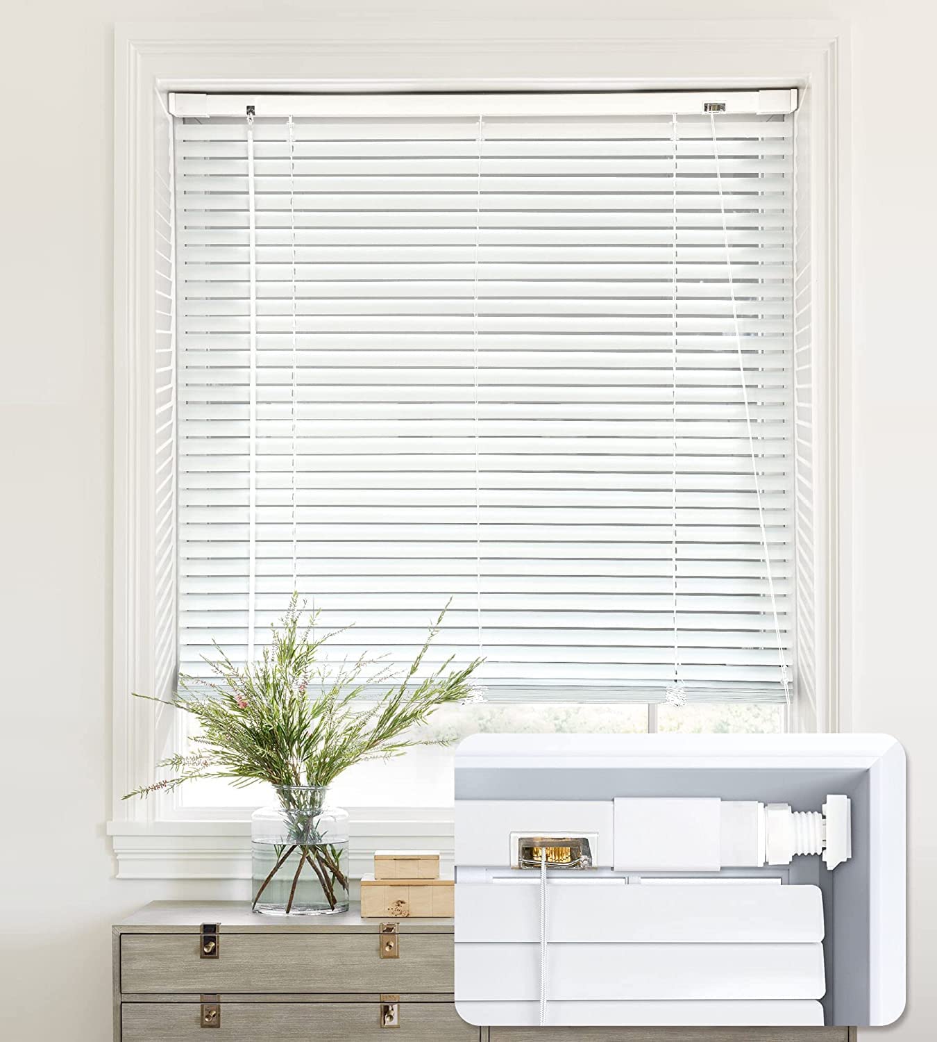 LazBlinds No Tools-No Drill 1" Aluminum Horizontal Mini Blinds Shades ...