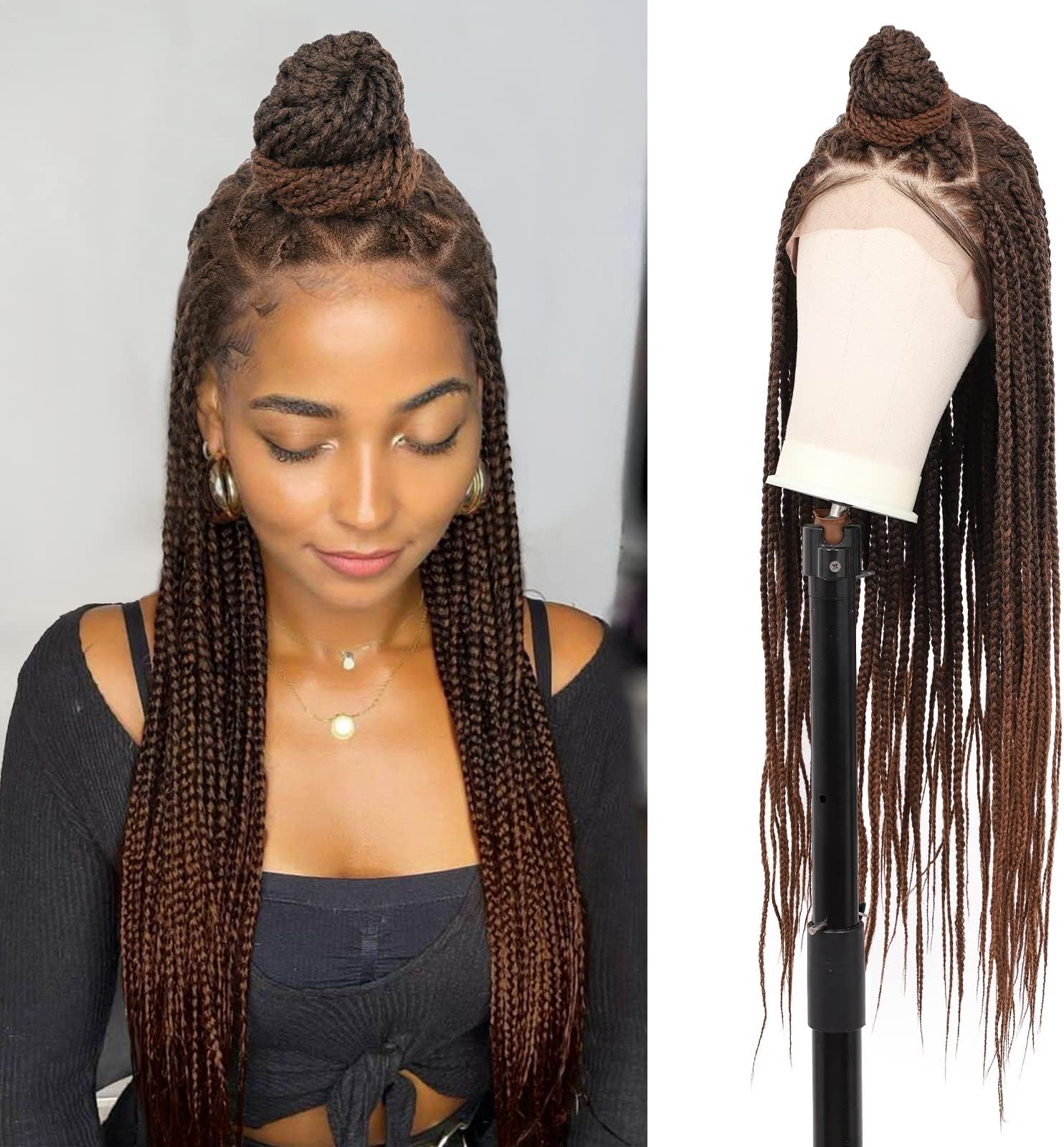 Amazon.com : Brinbea 13x4 Lace Front Braided Wigs 30" Knotless Box ...