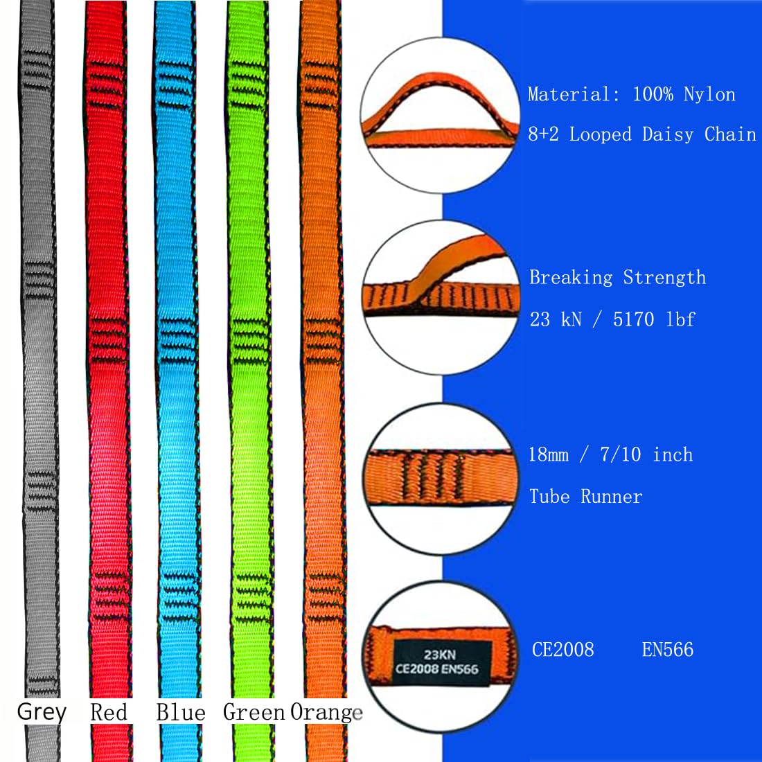 Snapklik.com : 53 Inches Nylon Daisy Chains Rope Climbing Lanyard ...
