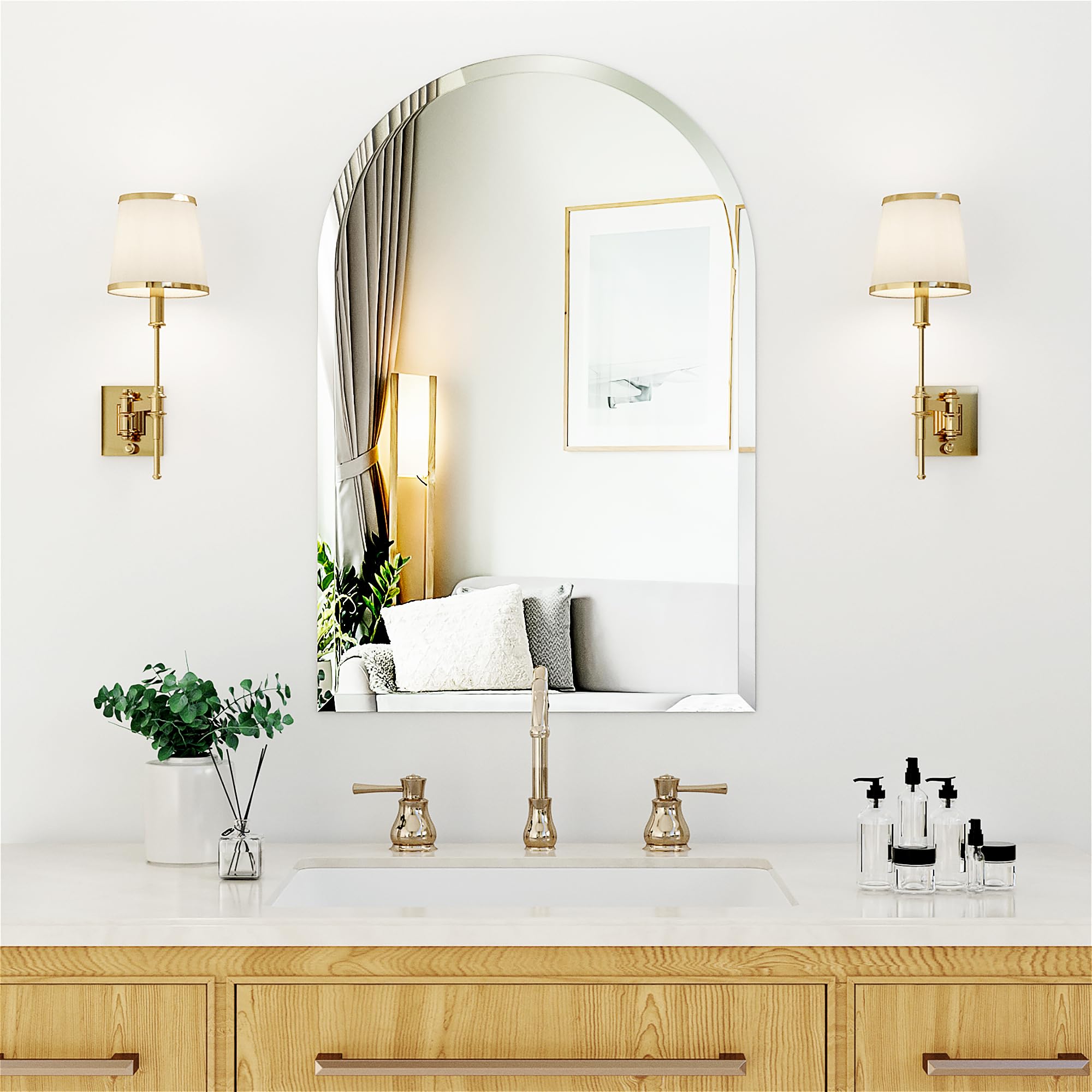 Snapklik.com : Antok Arch Frameless Bathroom Mirror, 26"x38" Wall ...