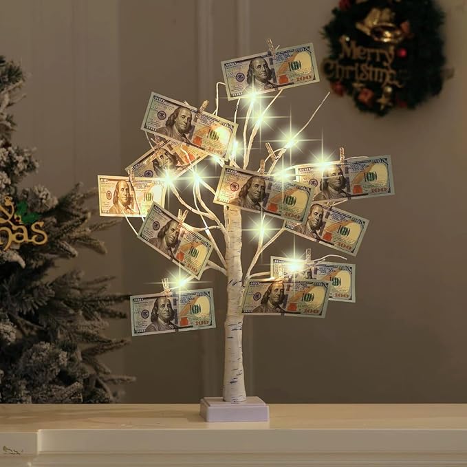 Amazon.com: Nakolulu Money Tree Gift Card Holder 24 LED Birch Tree Lamp ...