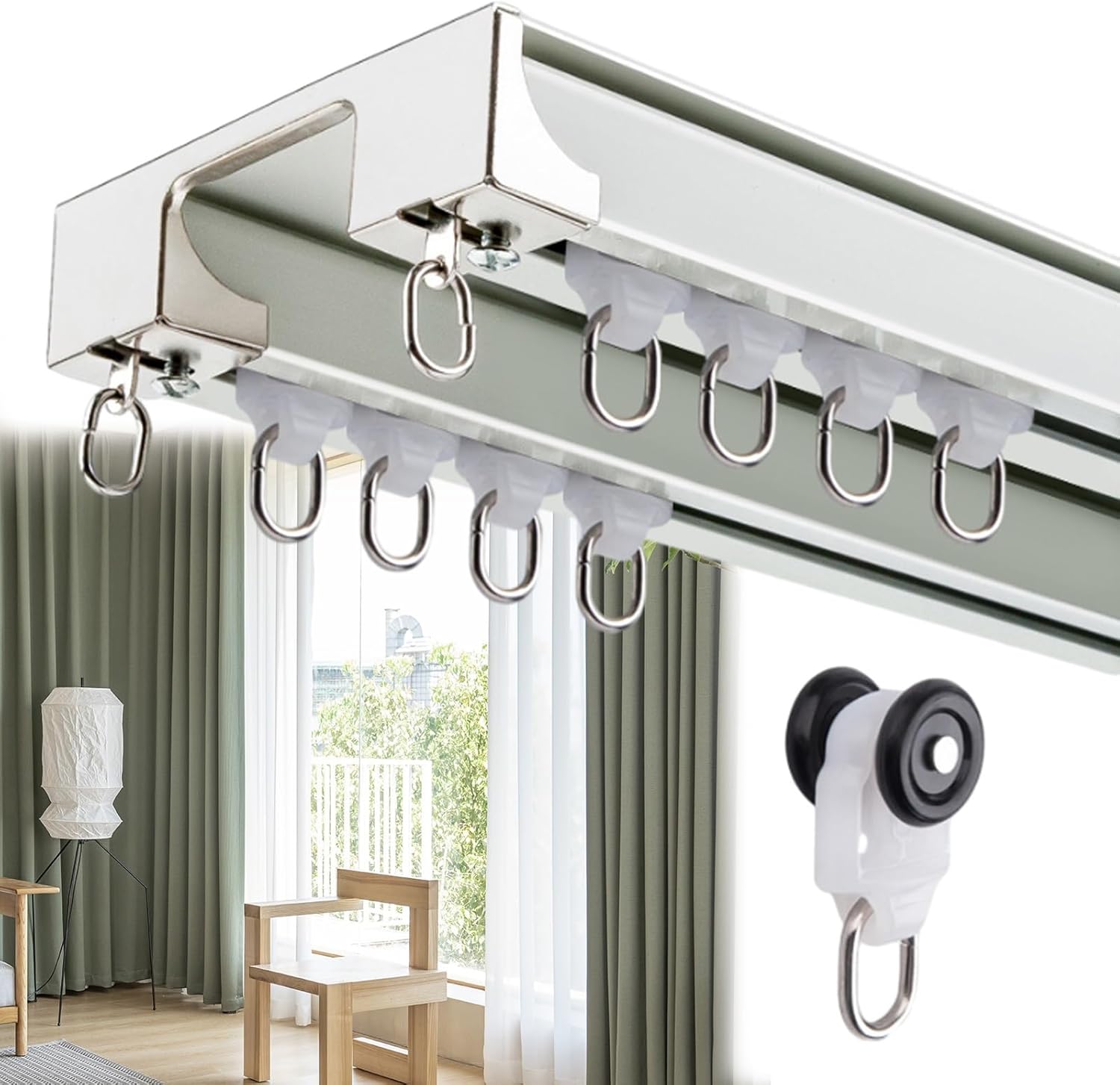 Amazon.com: Aluminum Ceiling Curtain Track Conjoined Double Track Rails ...