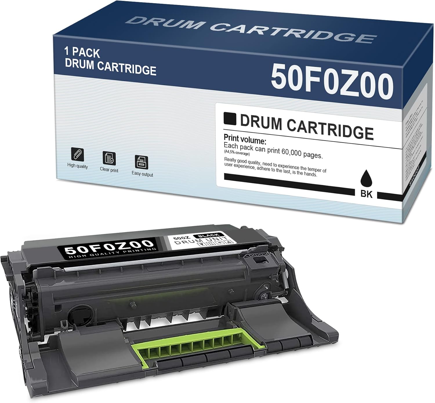 Amazon.com: 50F0Z00 500Z Black Drum Unit 1-Pack: SAO Compatible ...