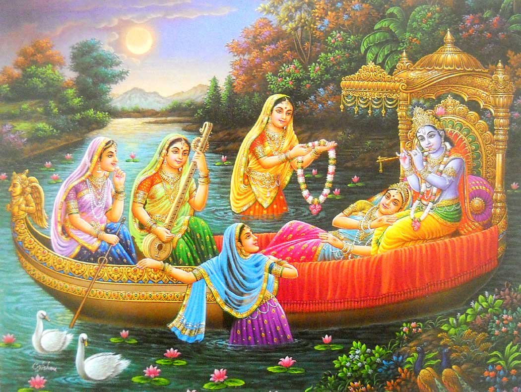Radha Krishna On Boat
