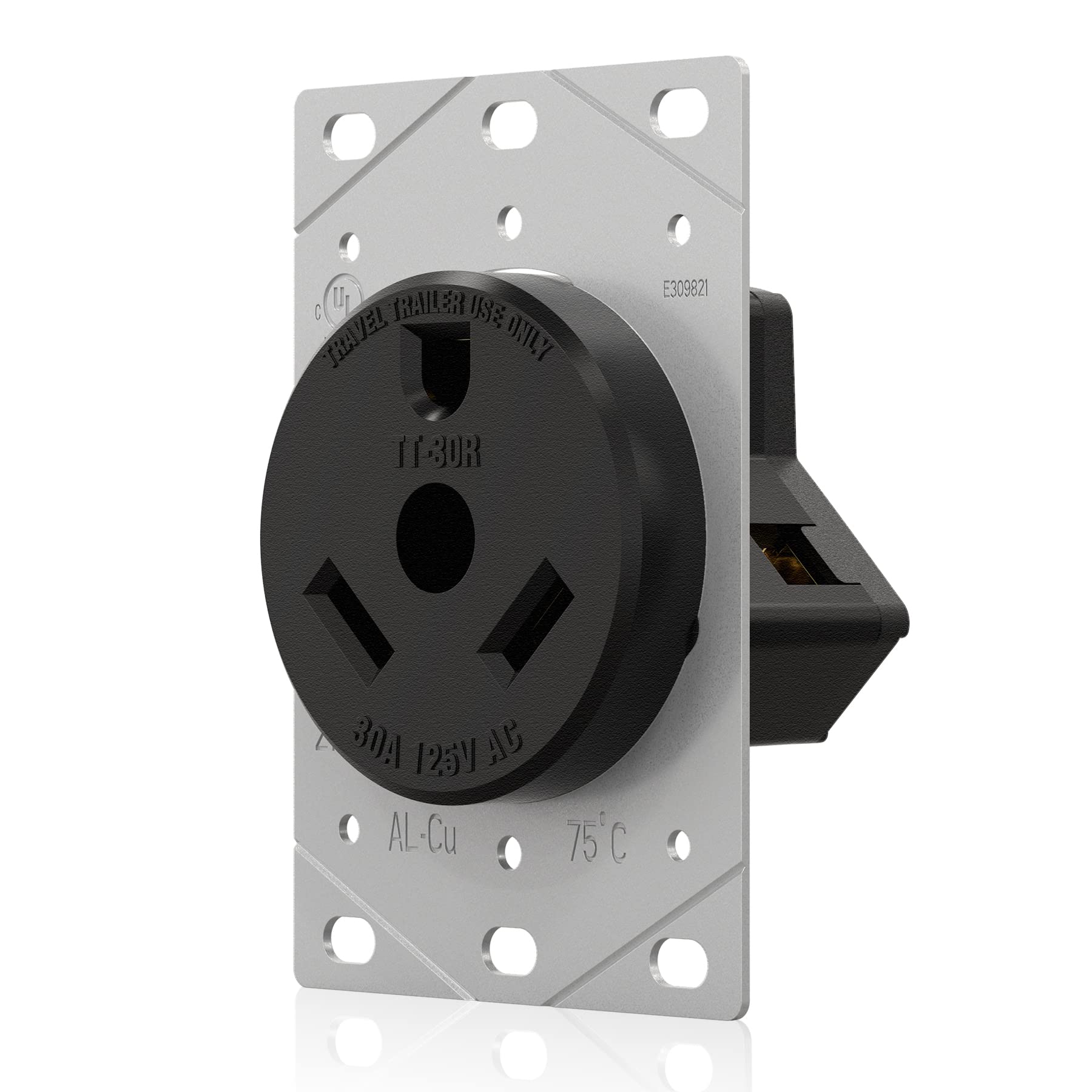 Snapklik.com : NEMA TT-30R 30 Amp 125 Volts 3 Prong Grounded Flush ...