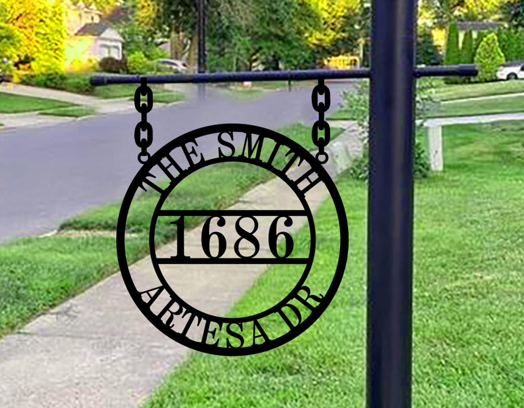 Amazon.com: Custom Hanging Address Sign, Metal House Numbers, Modern ...
