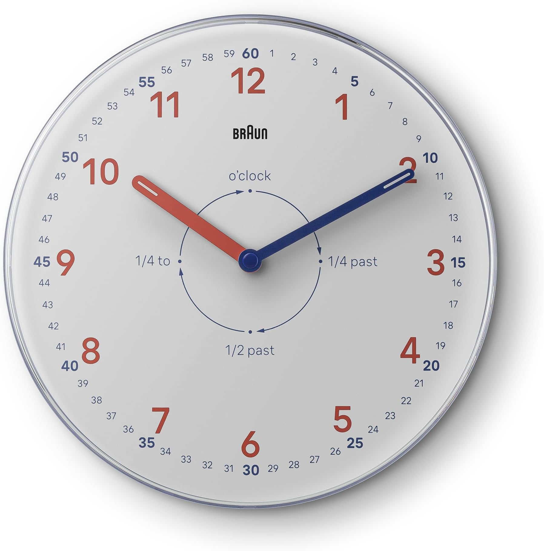 Braun Analogue Time Teacher Wall Clock with Silent Quartz Movement ...