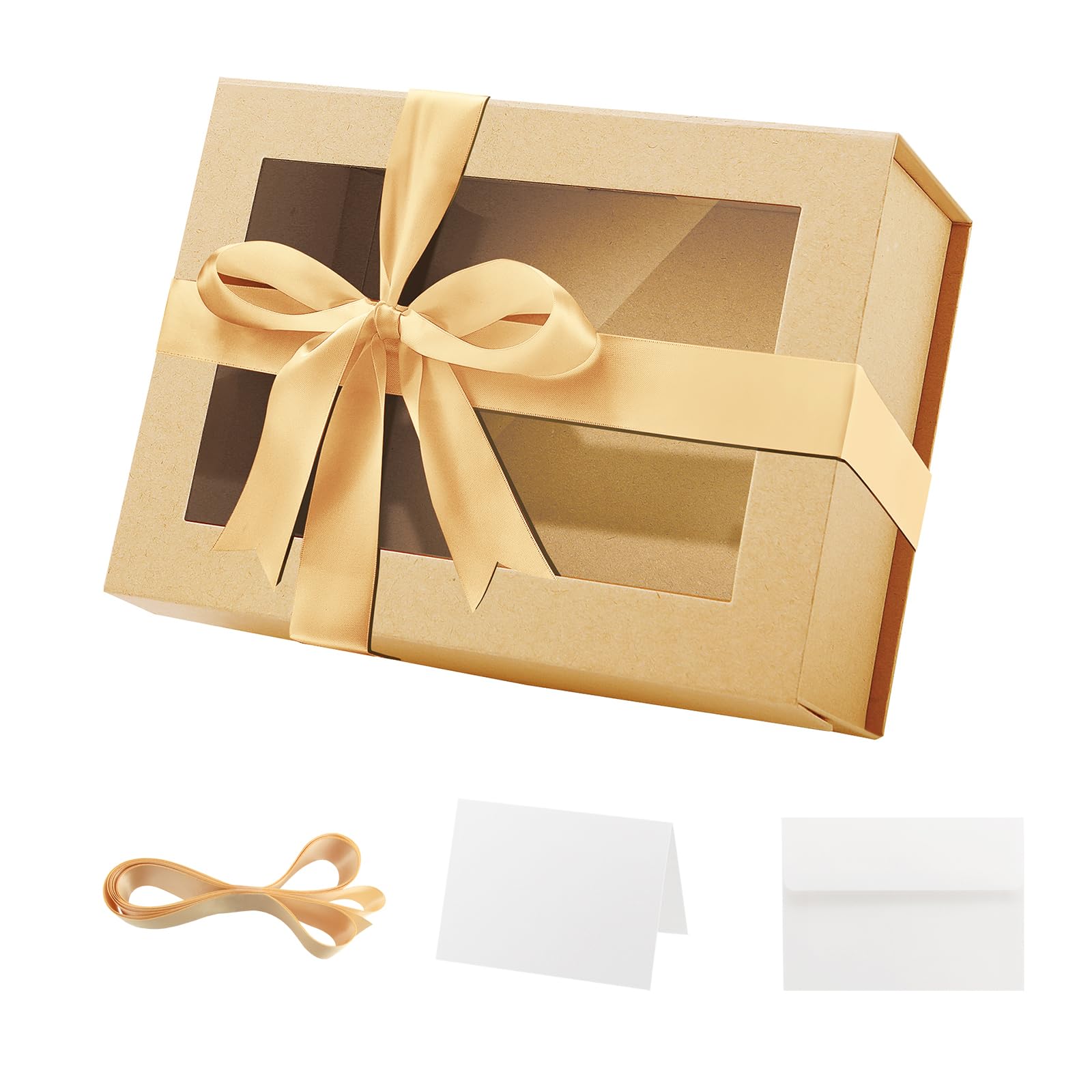 Amazon.com: PACKQUEEN Kraft Gift Box with Window, 9x6.5x3.8 Inches ...