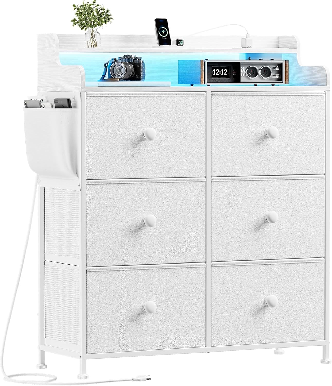 Amazon.com: REAHOME 6 Drawers Dresser for Bedroom with Charging Station ...