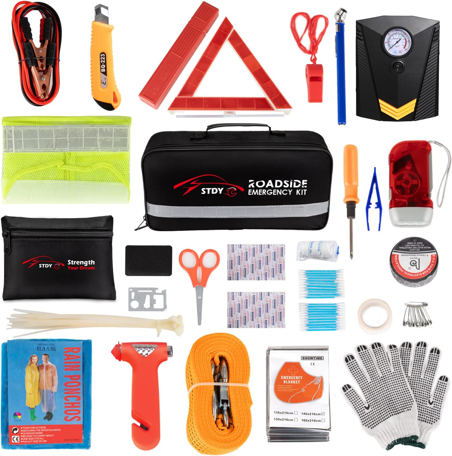 Amazon.com: STDY Car Roadside Emergency Kit, Auto Vehicle Truck Safety ...