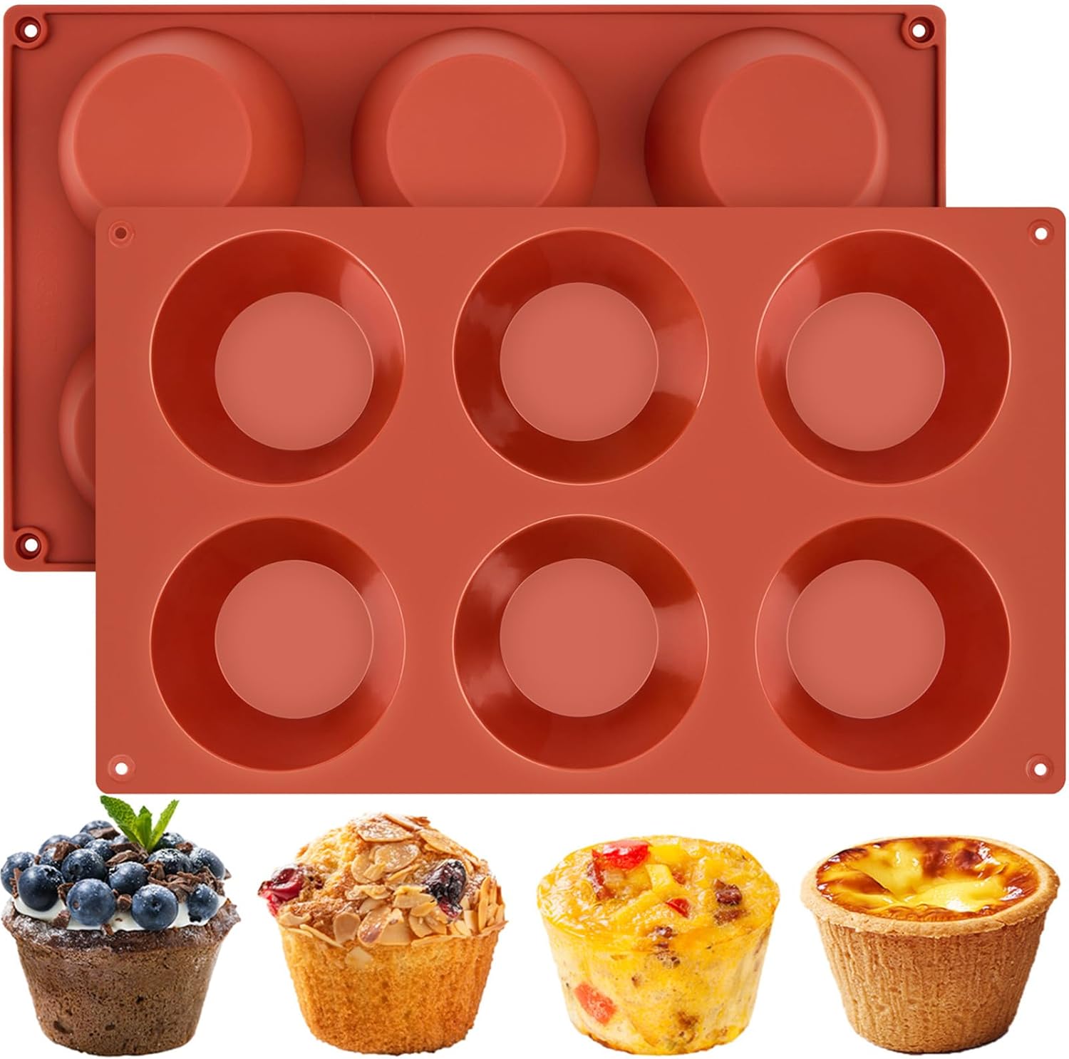 Amazon.com: JOERSH 2PCS Silicone Muffin Pans for Baking, Non-Stick 6 ...