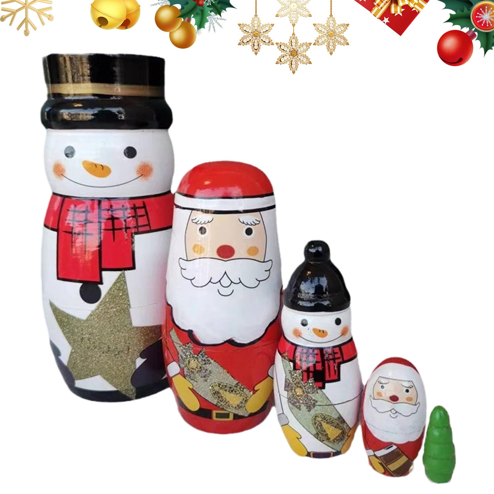 BRTNUP 5pcs Christmas Nesting Dolls Cute Matryoshka Dolls Santa Claus ...