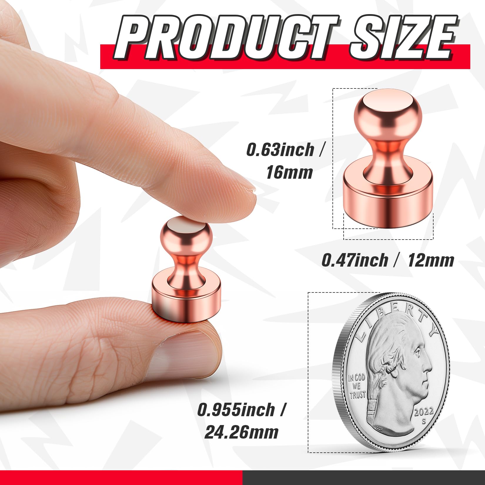 Snapklik.com : Tacks Magnets, Neodymium Magnetic Push Pins, 20 Pack ...