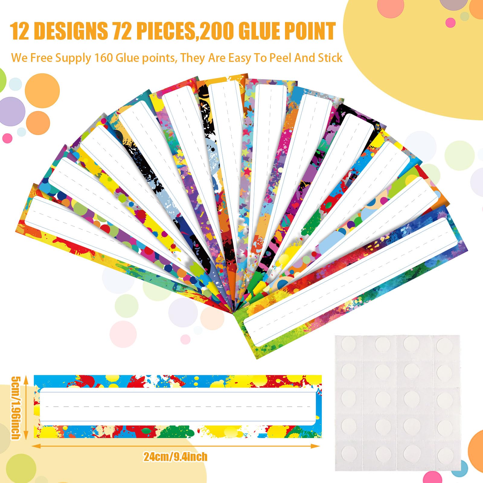 Snapklik.com : 72 Pcs Classroom Desk Name Plate Tags Colorful ...