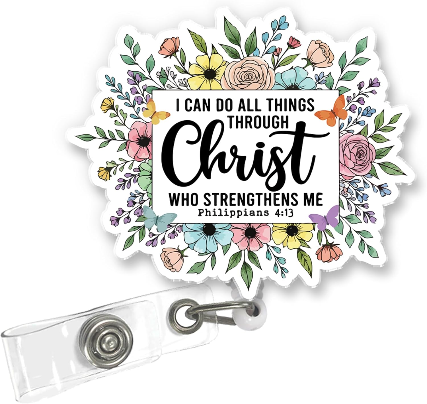Amazon.com : ULTRAVUTT Christian Bible Verse Badge Reel, I Can Do All ...