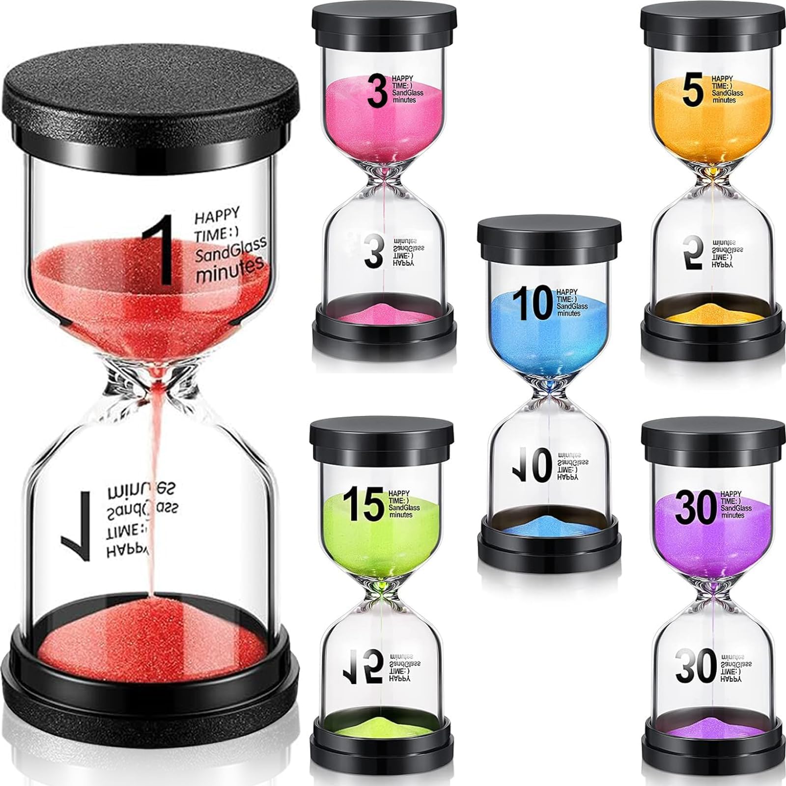 WOAZNSK 6 pcs Relojes de Arena Colorido, Temporizador de Arena con ...