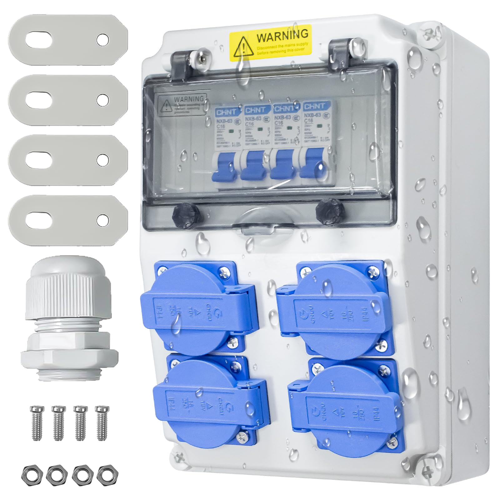 Baustromverteilerkasten 16A, 230V Stromverteiler, Wandverteilerkästen ...