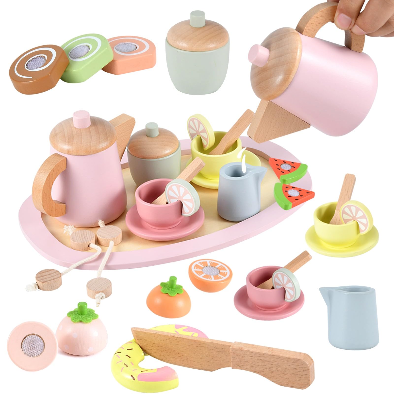 Snapklik.com : Wooden Tea Party Set, Tea Set For Little Girls 1-3 ...