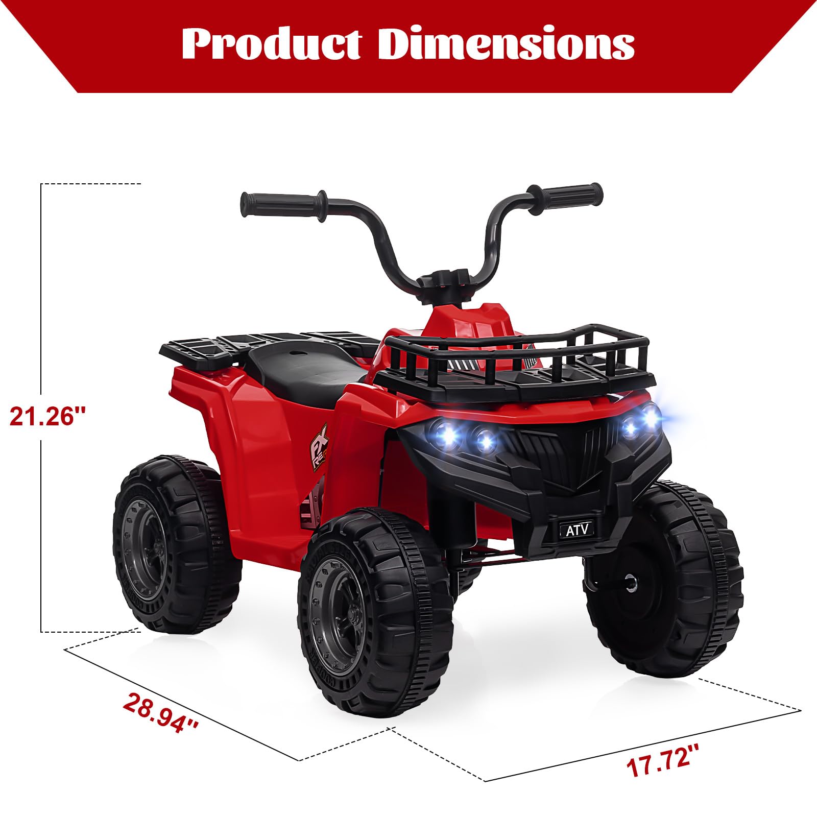 Snapklik.com : GarveeLife 12V 4.5AH Kids ATV 4 Wheeler Rechargeable Battery Car For Ages 2-5 ...