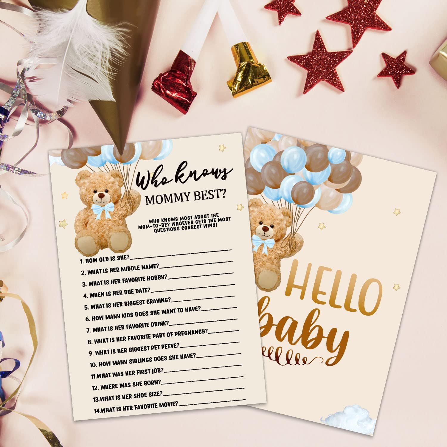 Tarjetas de juego para baby shower, temática de oso que conoce a mamá ...