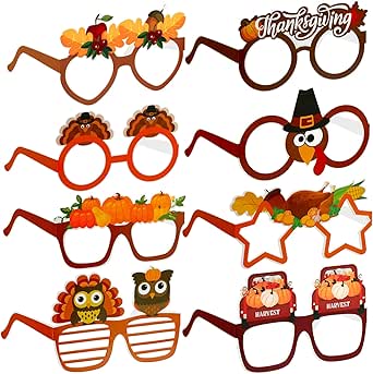 Amazon.com: Spiareal 24 Pcs Thanksgivings Glasses Turkey Paper ...