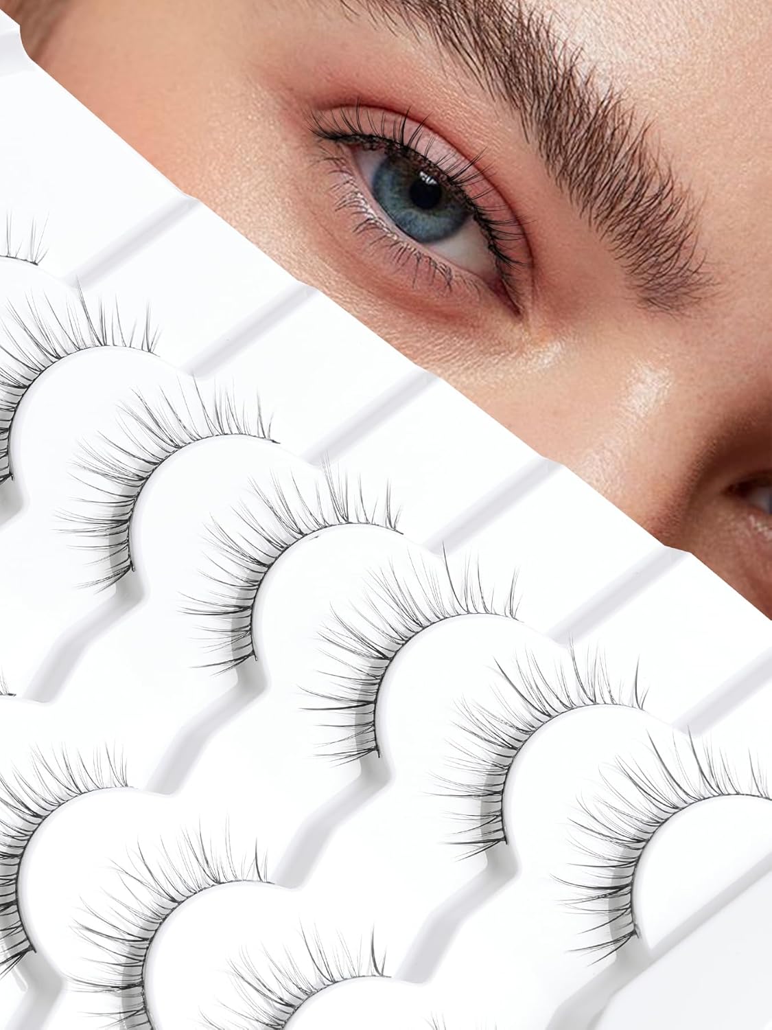 Amazon.com: Lashes Short Eyelashes 10MM Natural Lashes Wispy Thin Band ...