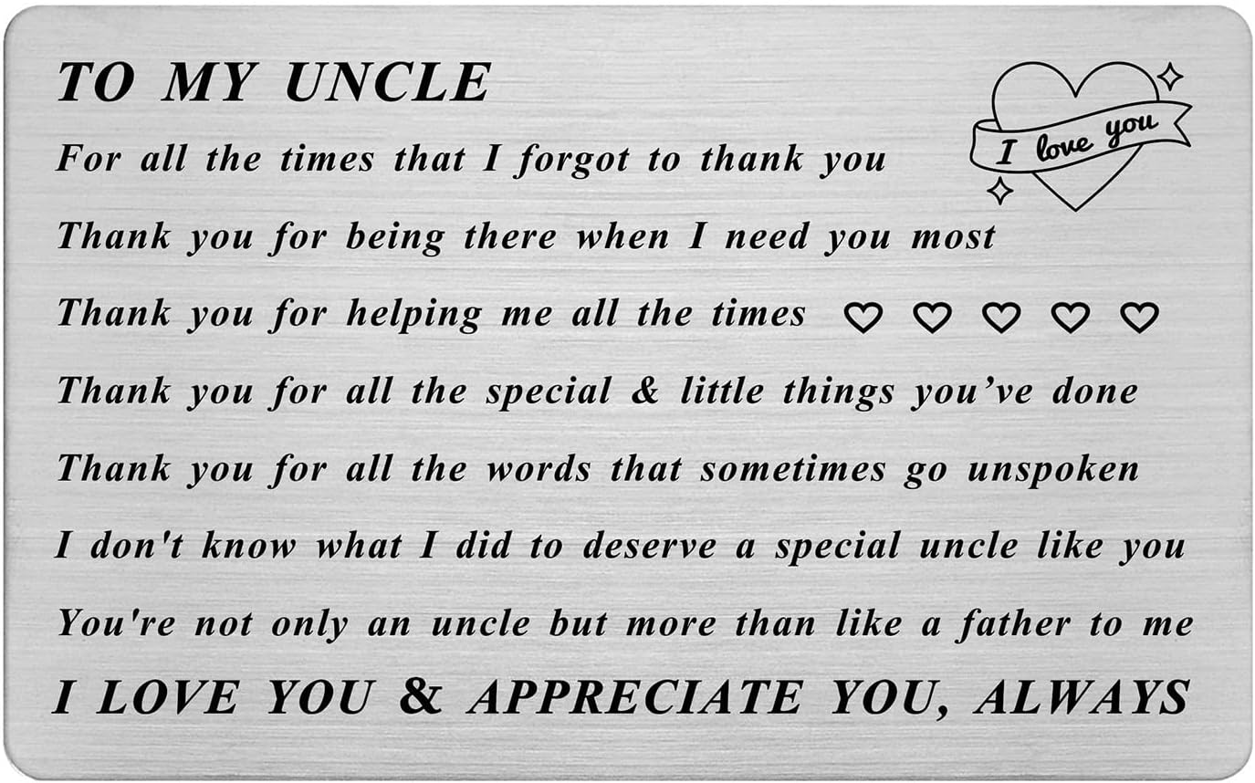 Amazon.com : Jzxwan Uncle Fathers Day Card Gifts for Men, Best Uncle ...