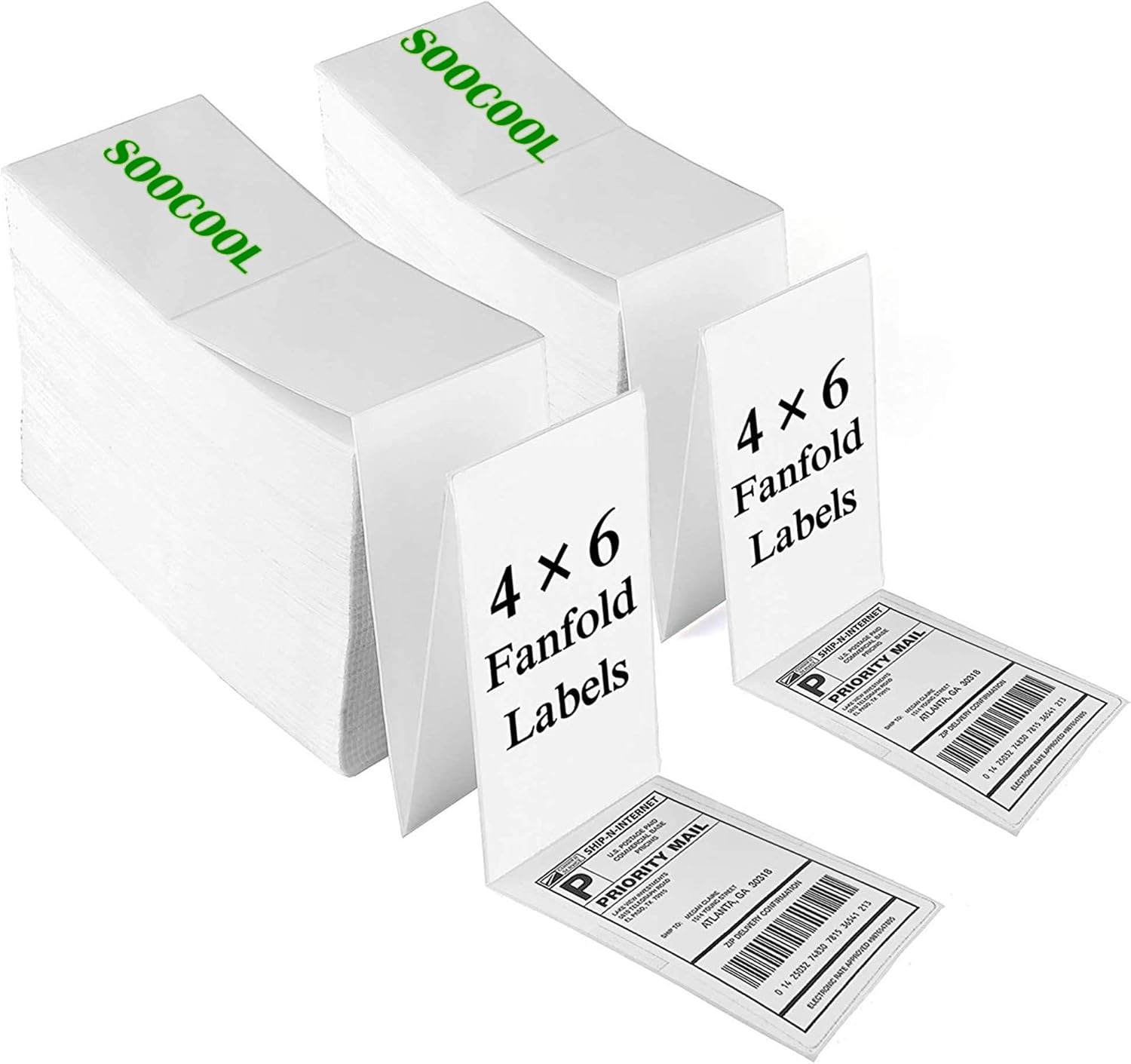 Amazon.com : SOOCOOL Thermal Direct Labels, Pack of 6000 Fan-Fold 4x6 ...