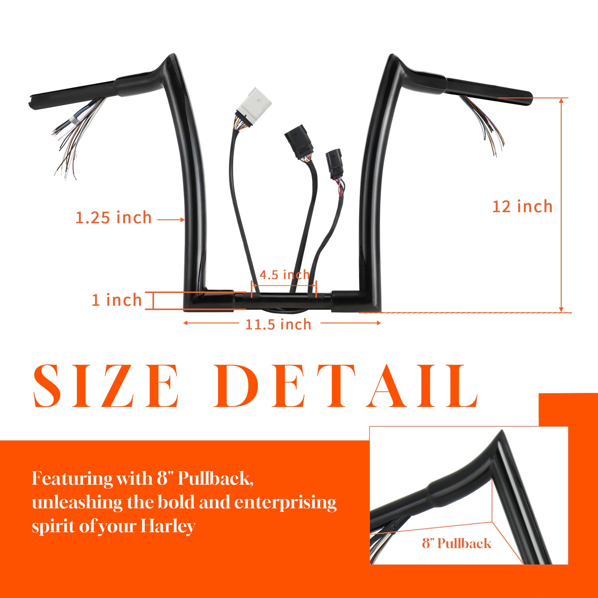 Snapklik.com : Prewired 12" Rise Pre-wired Ape Hangers Handlebars For ...