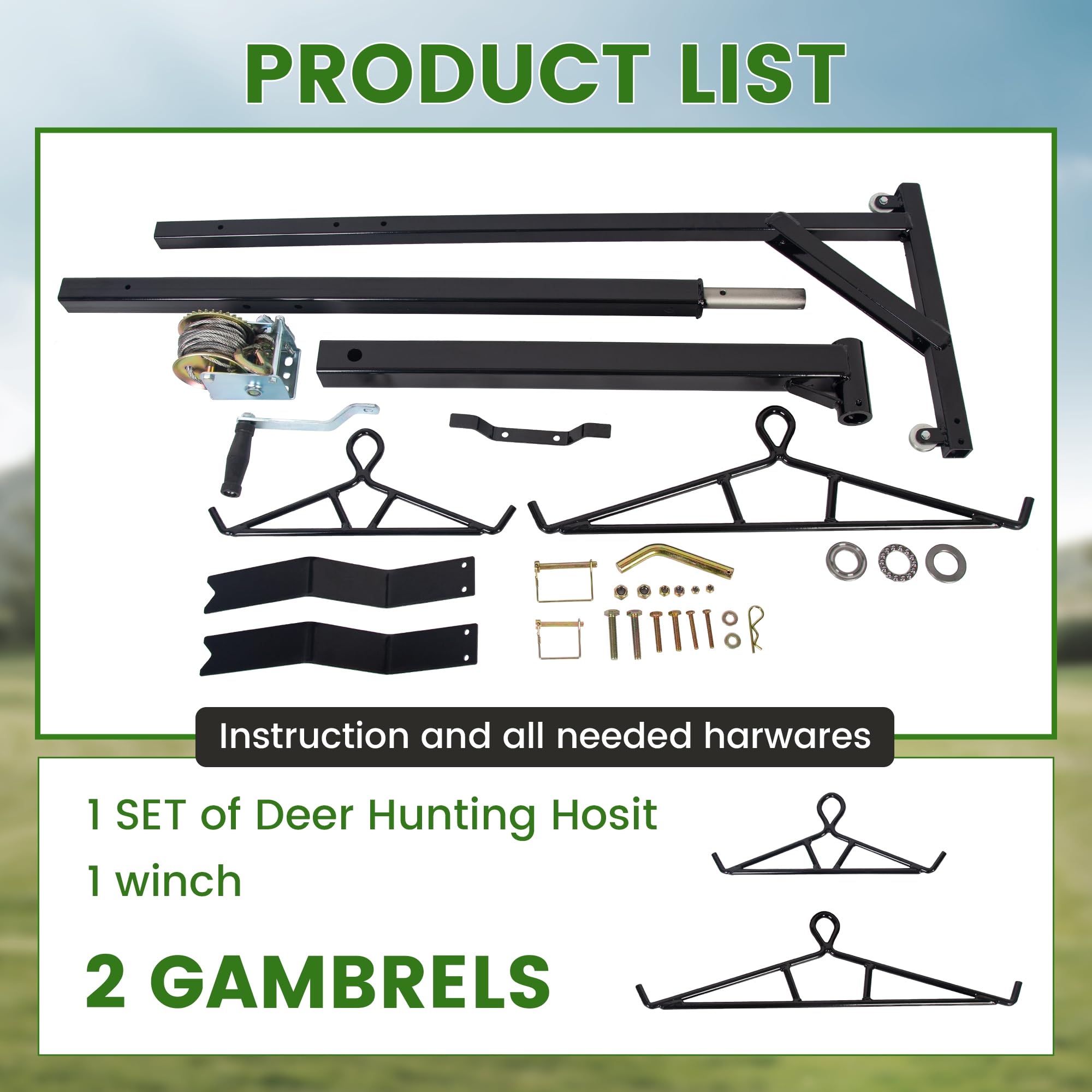 Snapklik.com : Truck 2" Hitch Game Hunting Hoist, 600LB Big Game ...