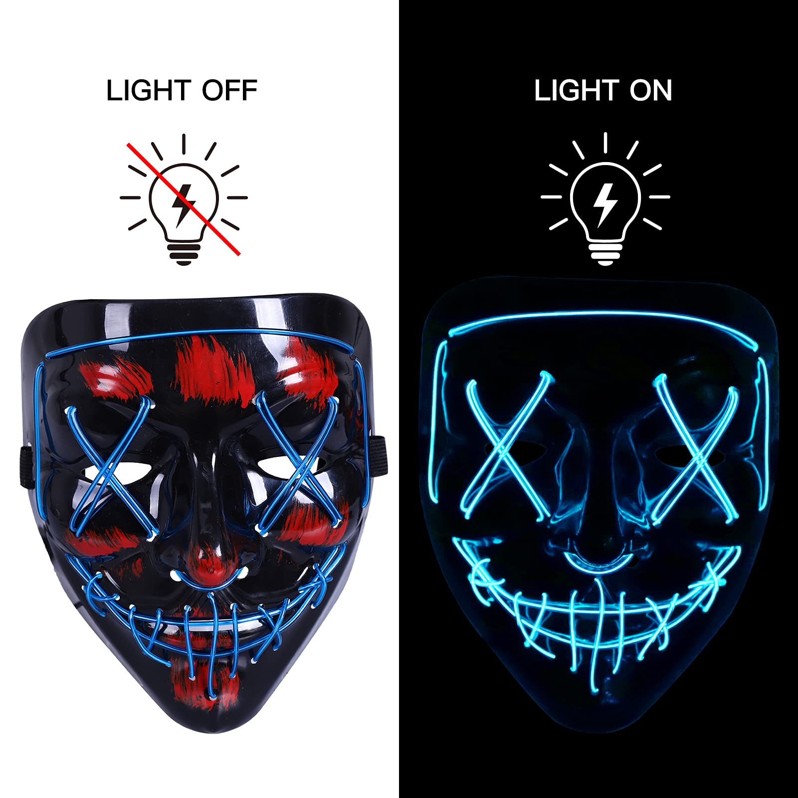 Buy Halloween Mask Light Up, Hacker Purge Mask, Scary LED Mask for ...