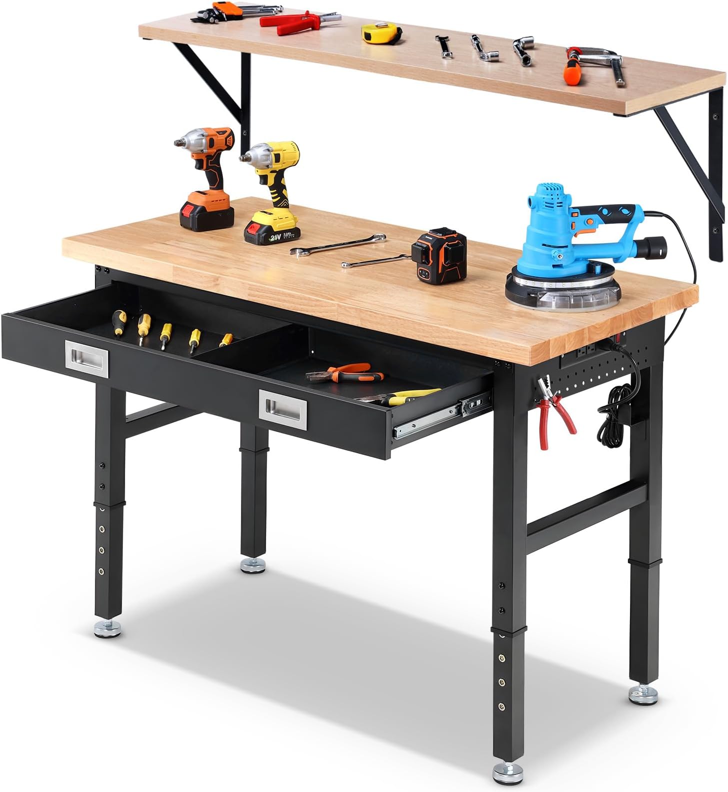 48" X 24" Workbench with Drawer for Garage,Adjustable Work Bench for ...