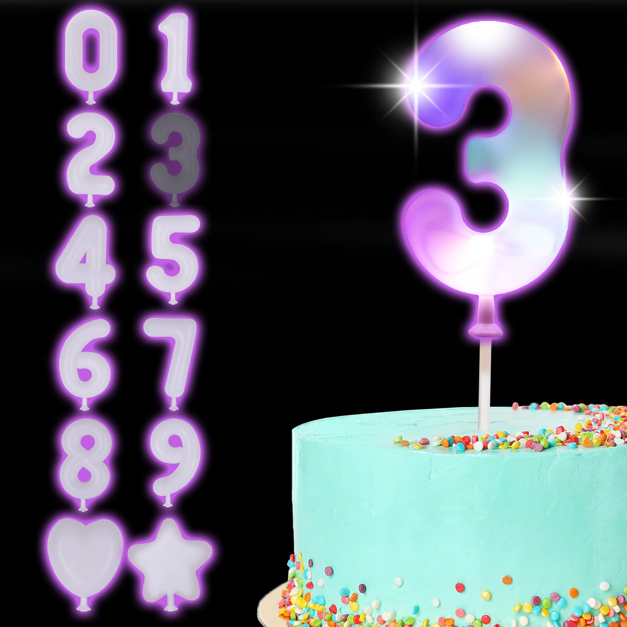 Amazon.com: ArtCreativity LED Numeric Birthday Cake Topper - Light Up ...