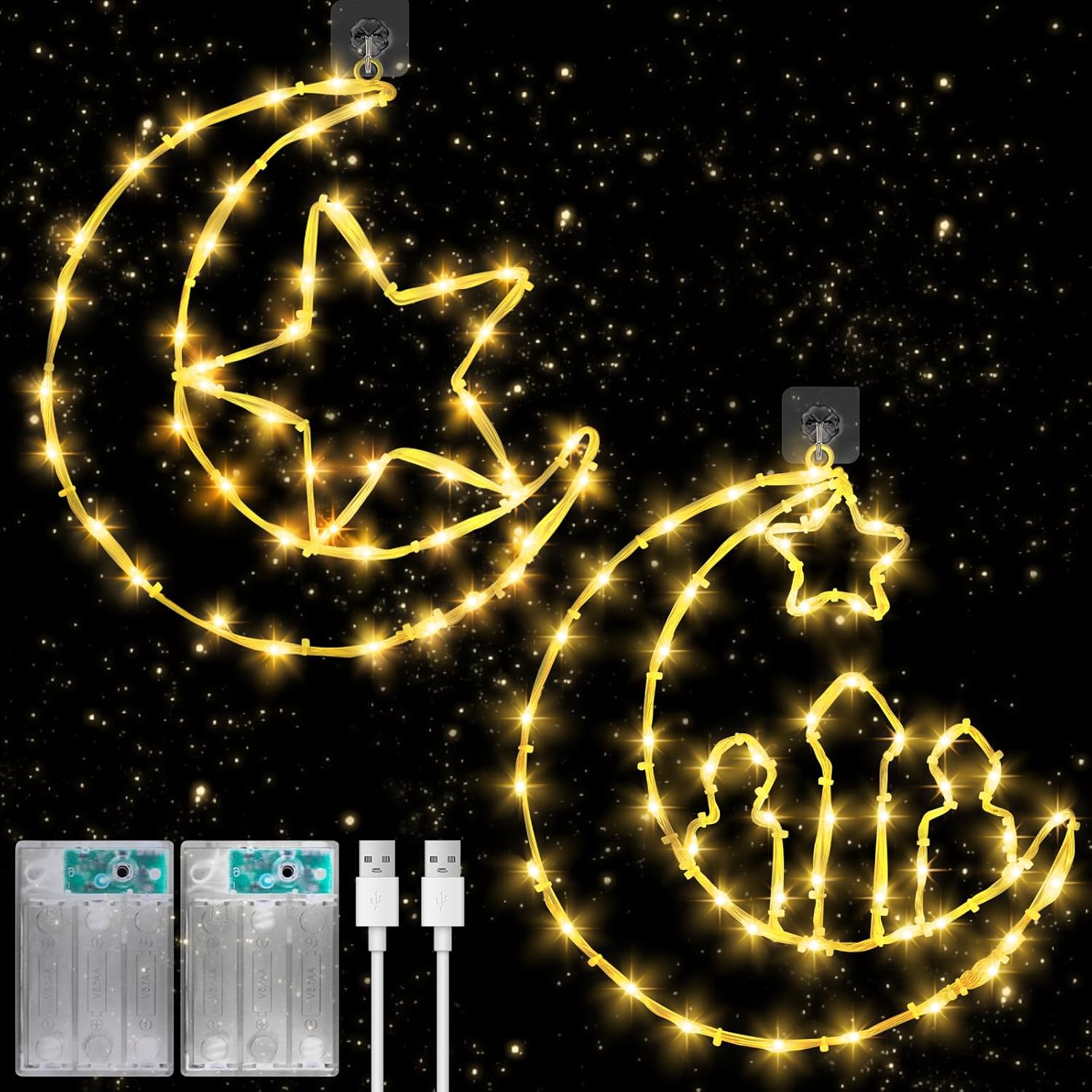 Amazon.com: 2 Pack Ramadan Decorations Ramadan Lights Eid Mubarak ...