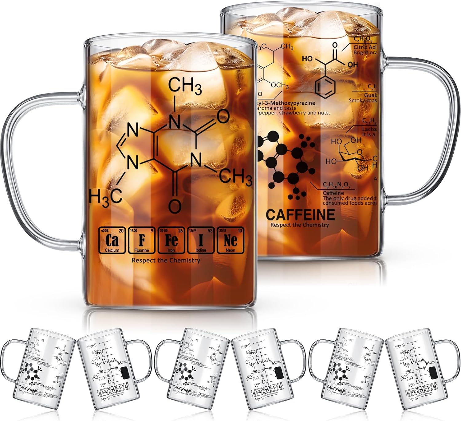 Amazon.com: Layhit Chemistry Glasses, Caffeine Beaker Mug Thick Glass ...