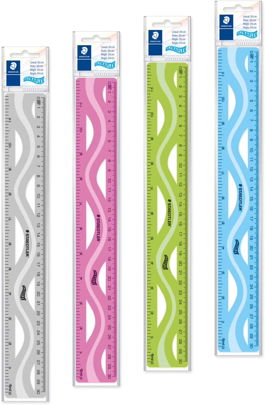 Staedtler Ultra Flex Ruler 30 cm in Pack of 4 nos in 4 Assorted Colours ...