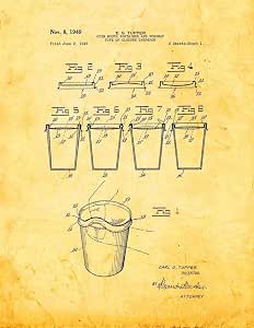 Amazon.com: Tupperware Cup Patent Print Golden Look (5" x 7") M13756 ...