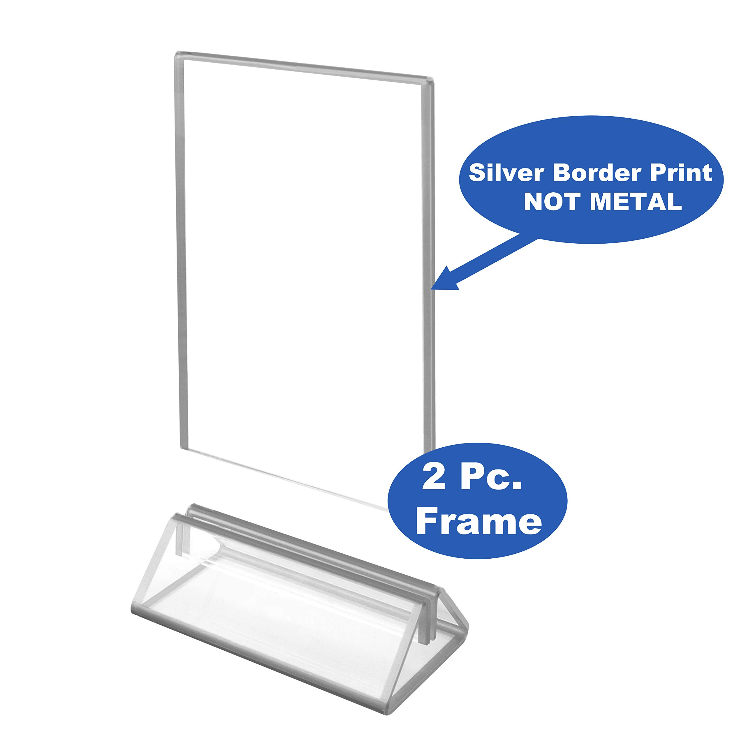 NIUBEE 6Pack 8.5x11 Clear Acrylic Sign Holder with Sliver Borders and ...