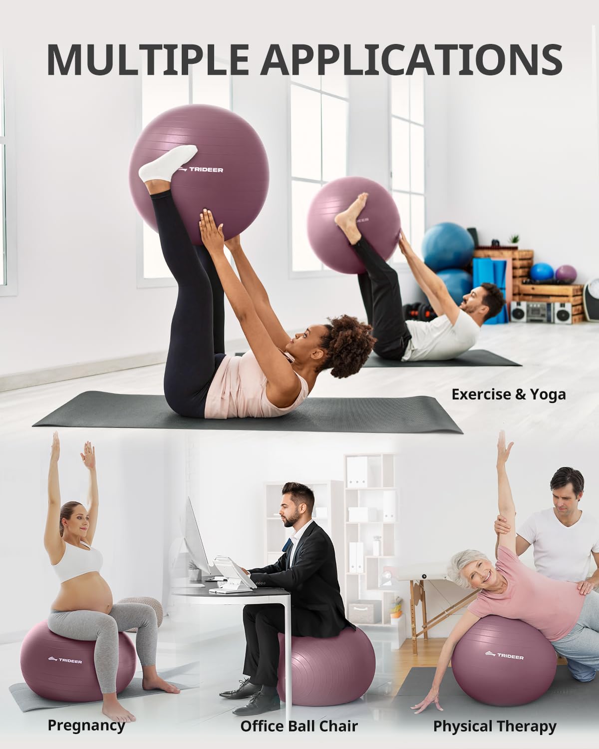 Snapklik.com : Yoga Ball For Exercise, Pregnancy & Birthing, 5 Sizes ...