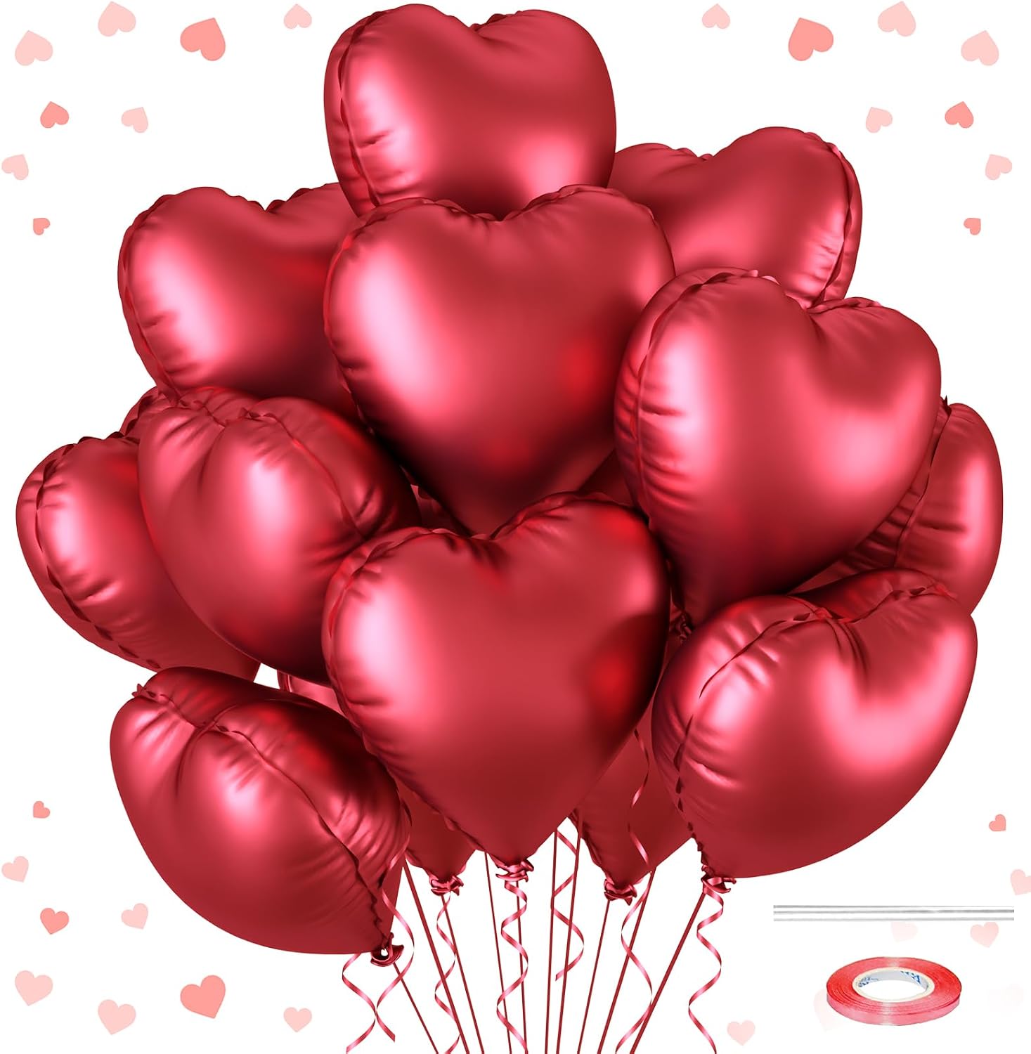 Amazon.com: 12 Pcs Heart Balloons, 18 inch Metallic Red Heart Shaped ...
