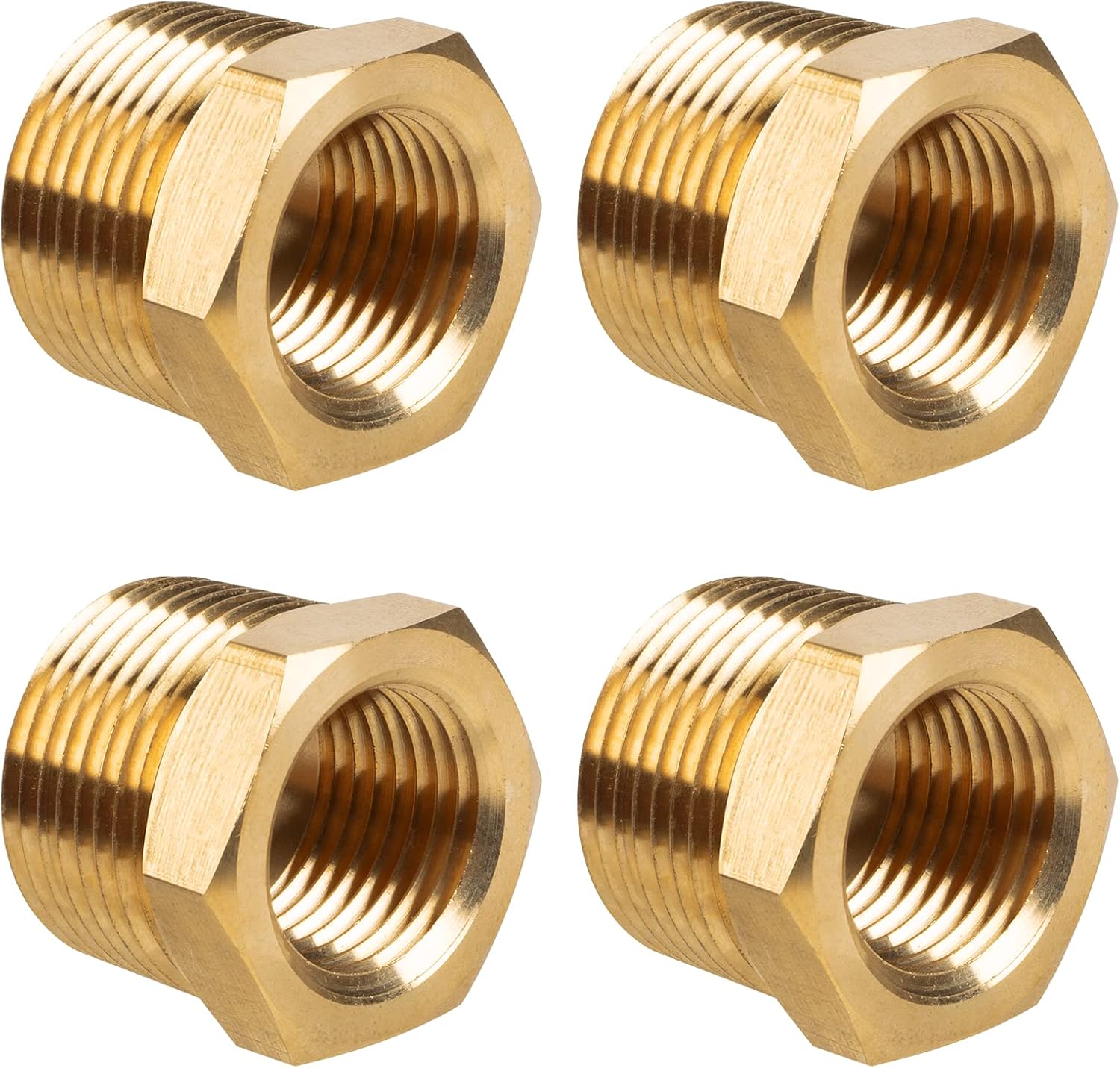 Amazon.com: JUWO Brass Pipe Fitting, Hex Bushing, 1/2" NPT Male x 3/8 ...