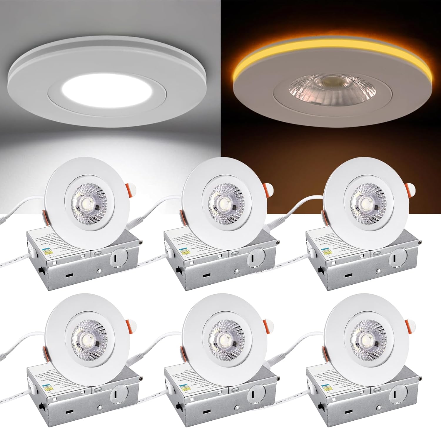 Wembanma 3 Inch LED Recessed Lights, Dimmable Gimbal Lights with Night ...