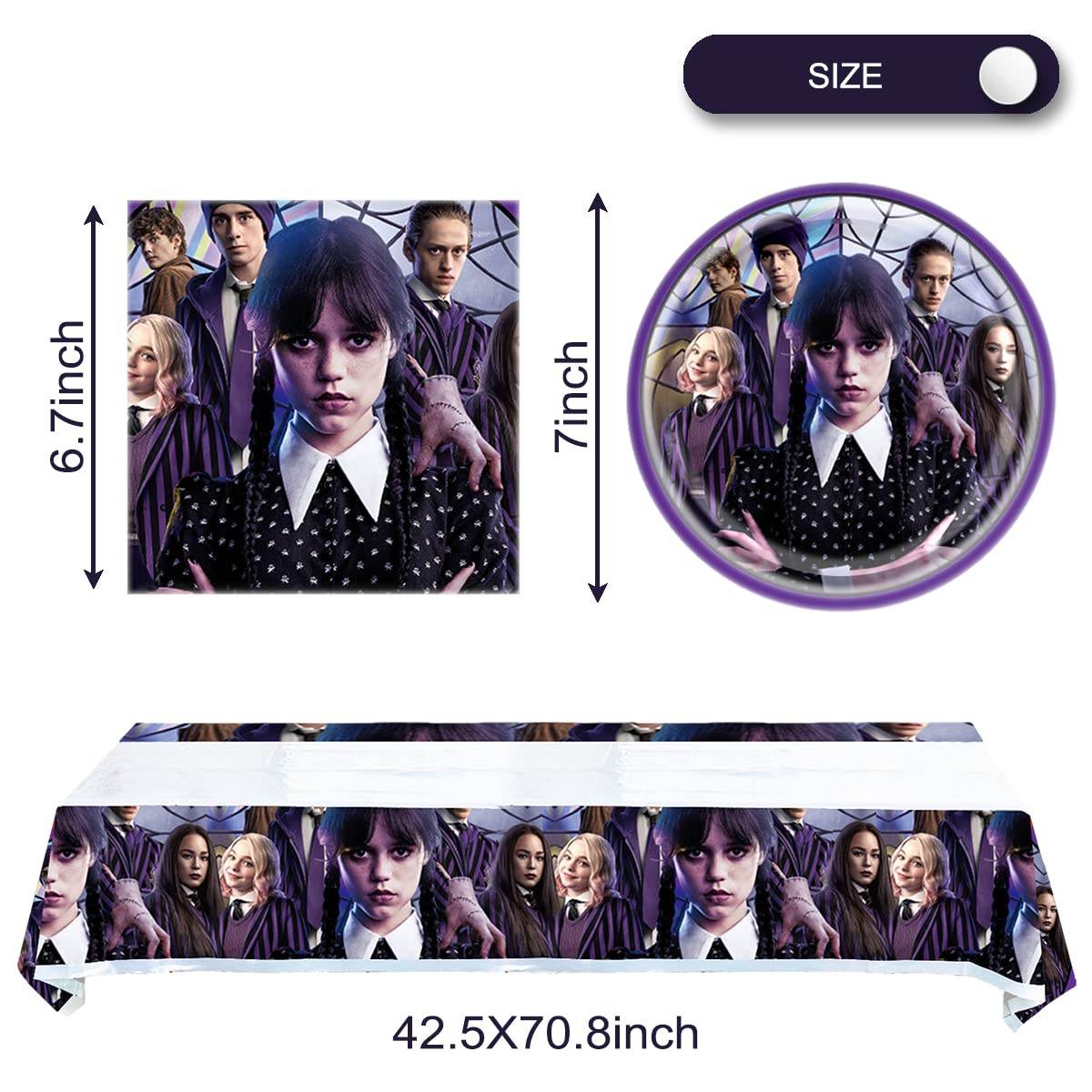 41pcs Wednesday Addams Birthday Party Supplies, 20 Plates + 20 Napkin ...