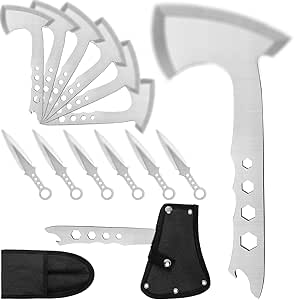 Amazon.com : 6 Pack Throwing Axes 10 Inch Full Tang Throwing Axes Tomahawks Set Stainless Steel ...
