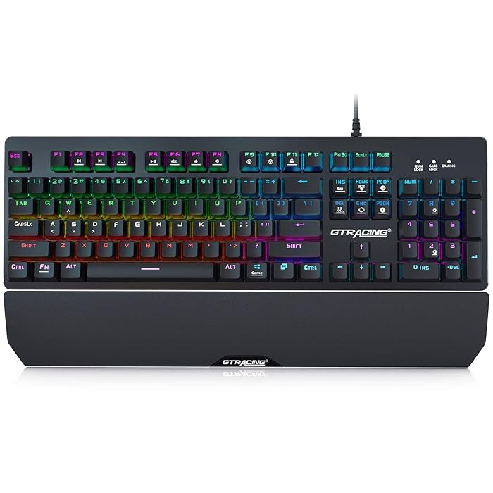 Buy GTRACING Mechanical Gaming Keyboard with Wrist Rest, RGB Lighting ...