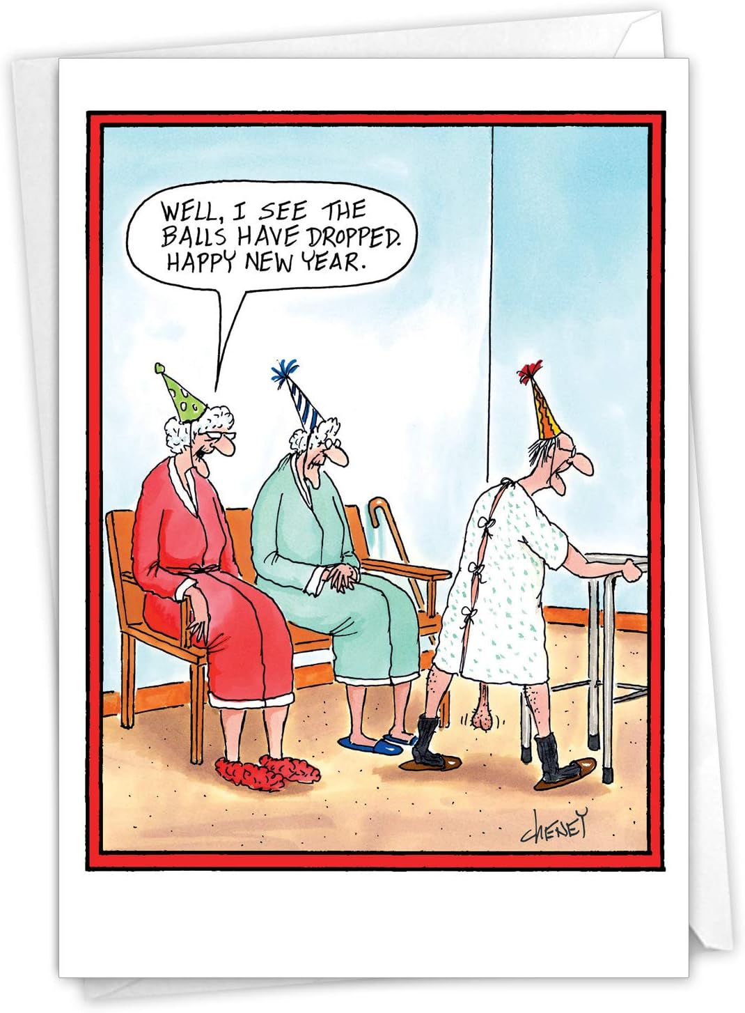 Amazon.com : NobleWorks - Funny New Year Cartoon Greeting Card with 5 x ...