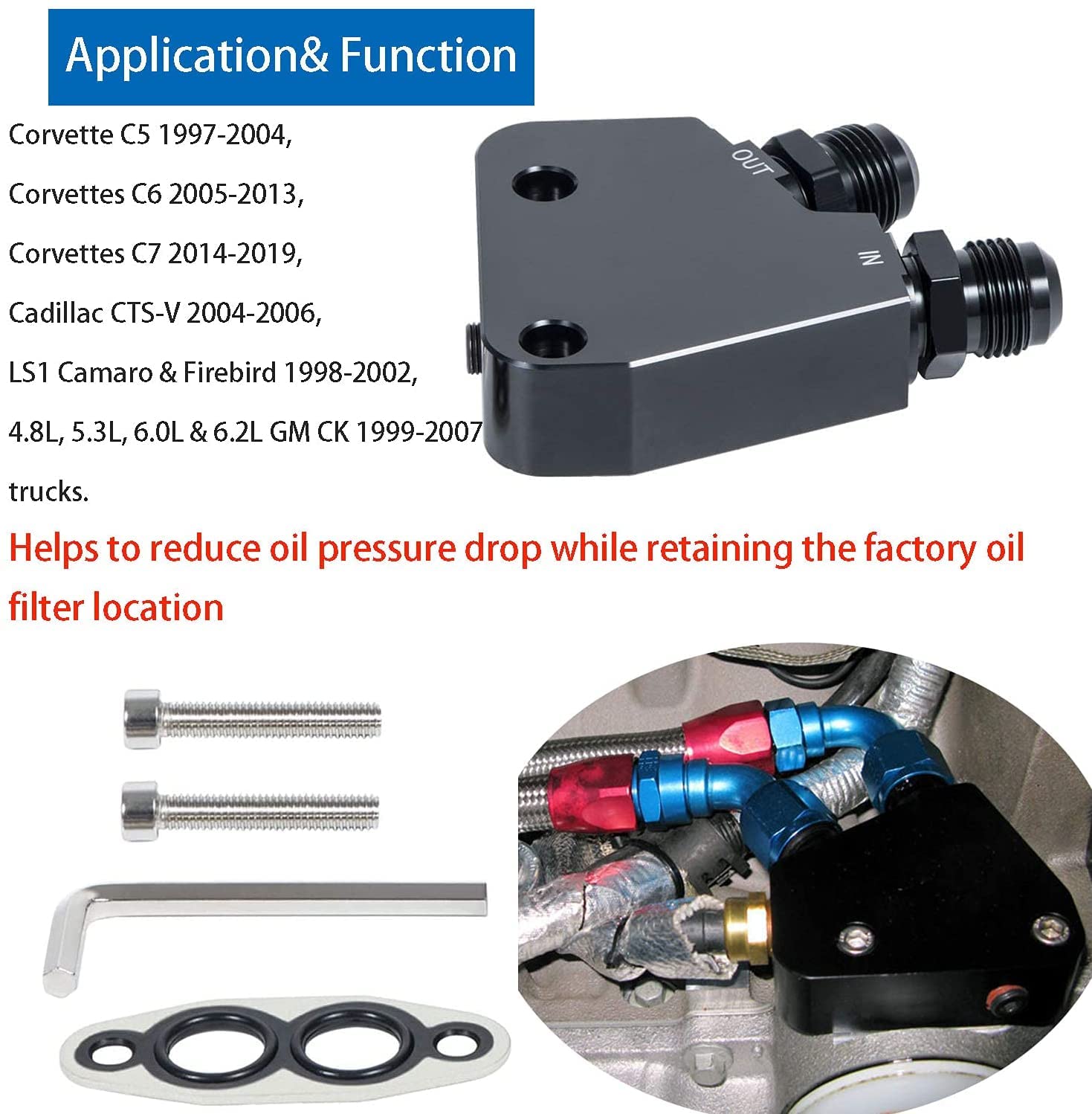 Ls Turbo Kit Oil Filter Relocation Kit Engine Oil Cooler Adapter Kit ...