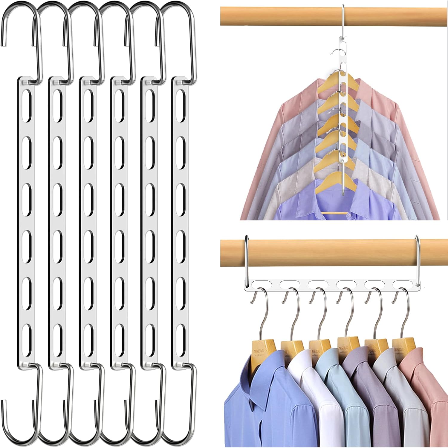 Amazon.com: 6 Pieces Space Saving Hangers for Clothes, Metal ...