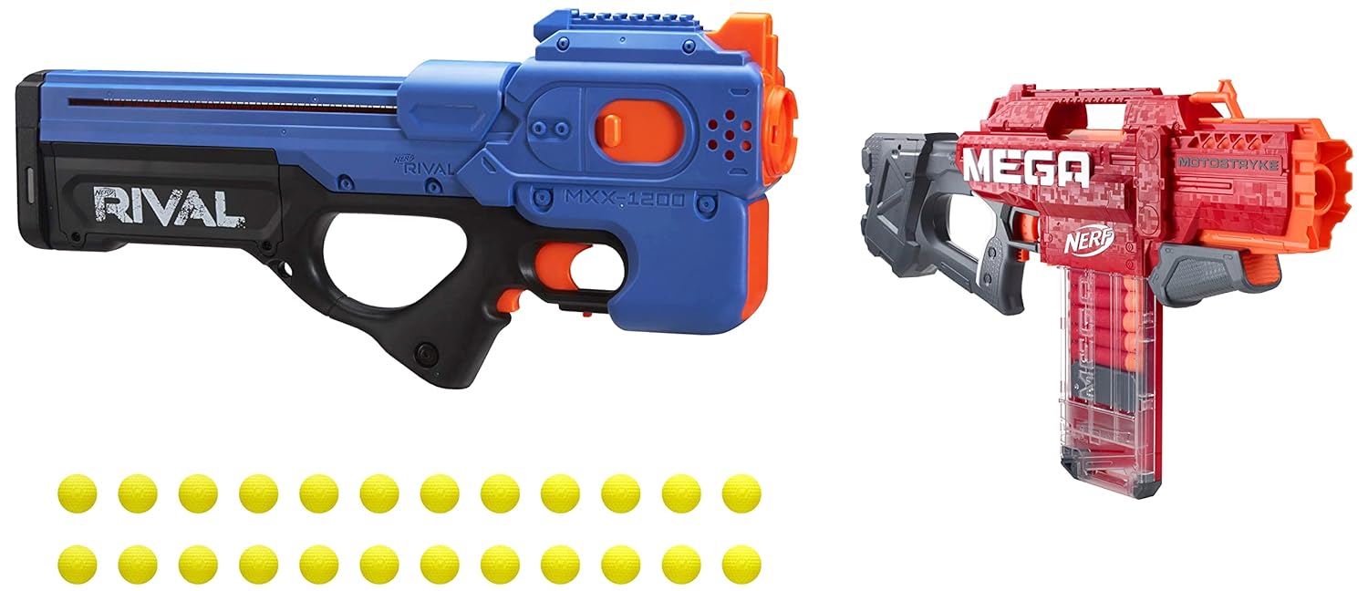 NERF Rival Charger Mxx-1200 Motorized Blaster & Nerf Mega Motostryke ...