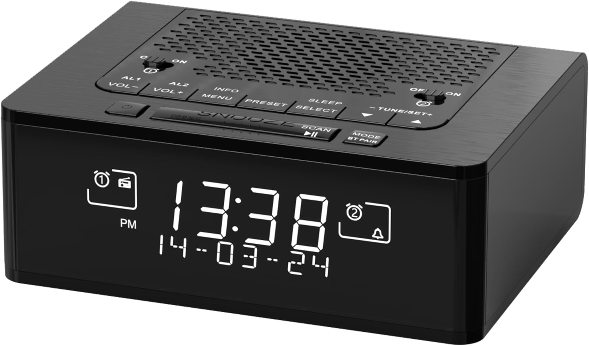 Alarm Clock Radio with Bluetooth, FM Radio, Dual Alarm with Snooze ...